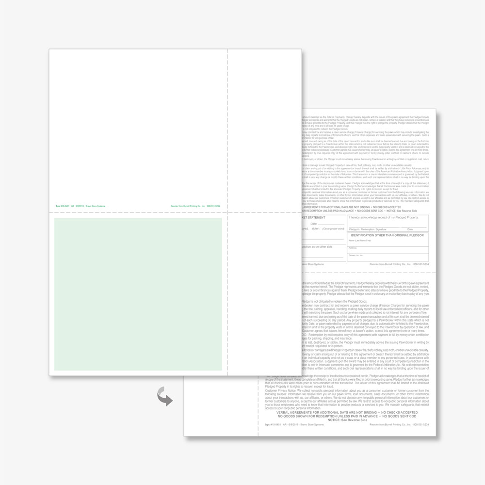 Home Pawn Pawn Contracts Arkansas (Bravo) Laser Pawn Ticket