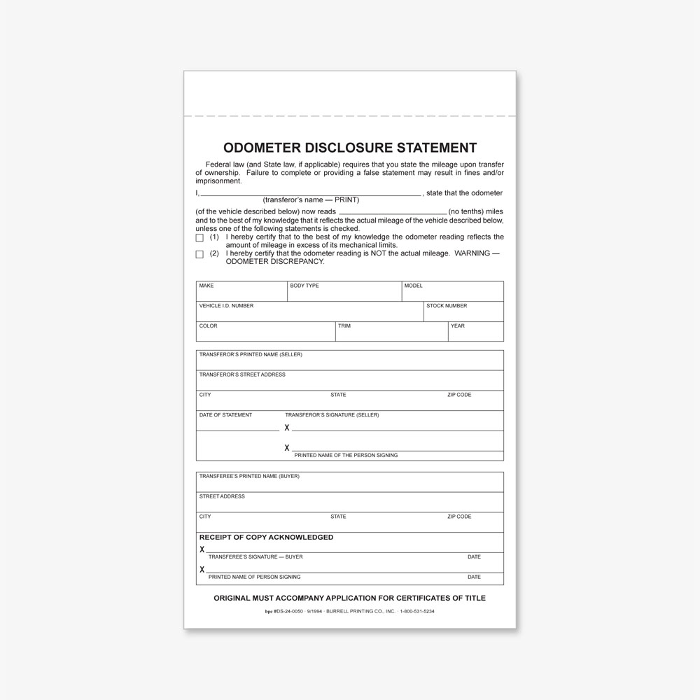 Home Auto & Boat General Auto Items Odometer Statement