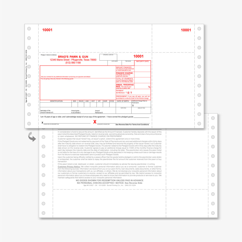 Home Pawn Pawn Contracts Oklahoma Continuous Pawn Ticket