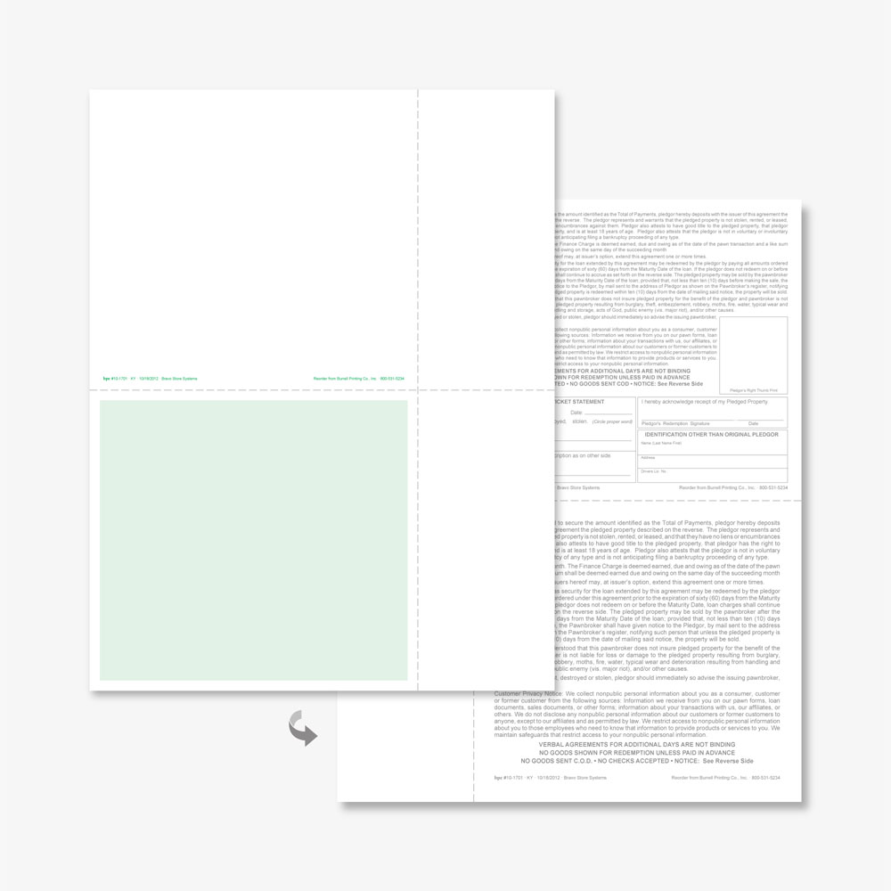 Home Pawn Pawn Contracts Kentucky (Bravo) Laser Pawn Ticket