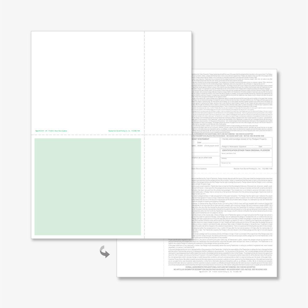 Home Pawn Pawn Contracts Oregon (Bravo) Laser Pawn Ticket